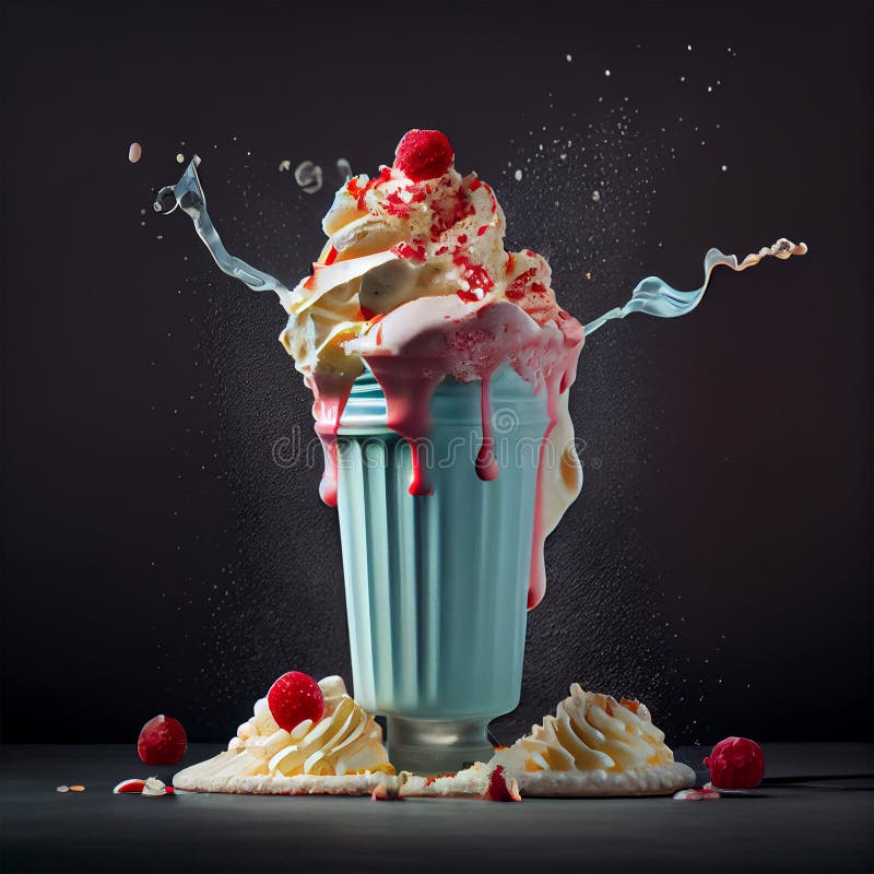 Stylish Beautiful Fruity Milkshake, Chocolate Drop Splashes - AI ...