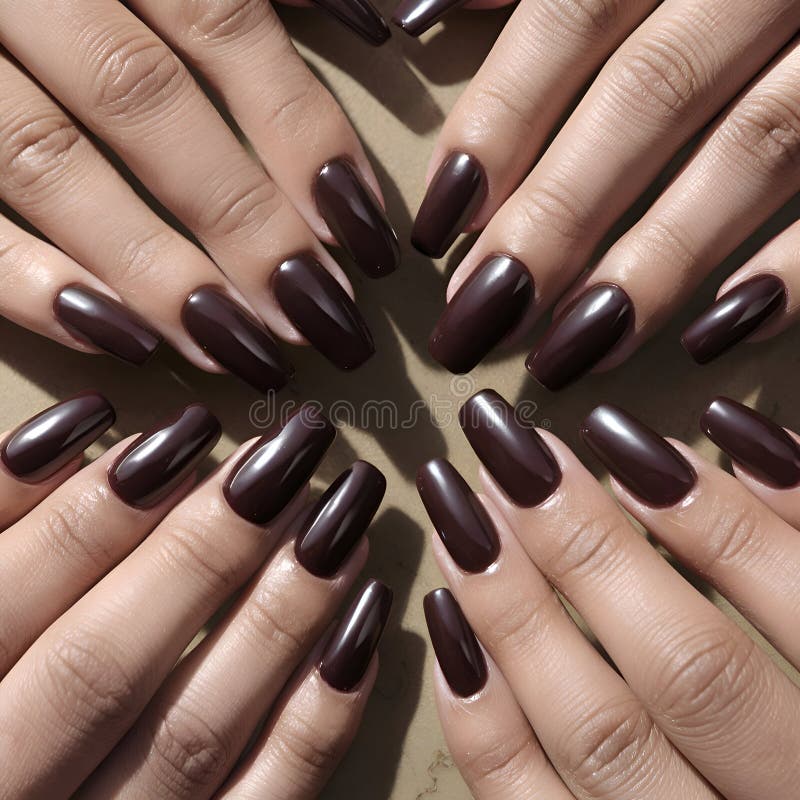 Stylish and Beautiful Manicure with Different Colors Dark Brown Hue. Ai ...