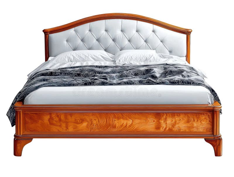 Stylish Bed Frame with Tufted Headboard and Elegant Wooden Finish Stock ...
