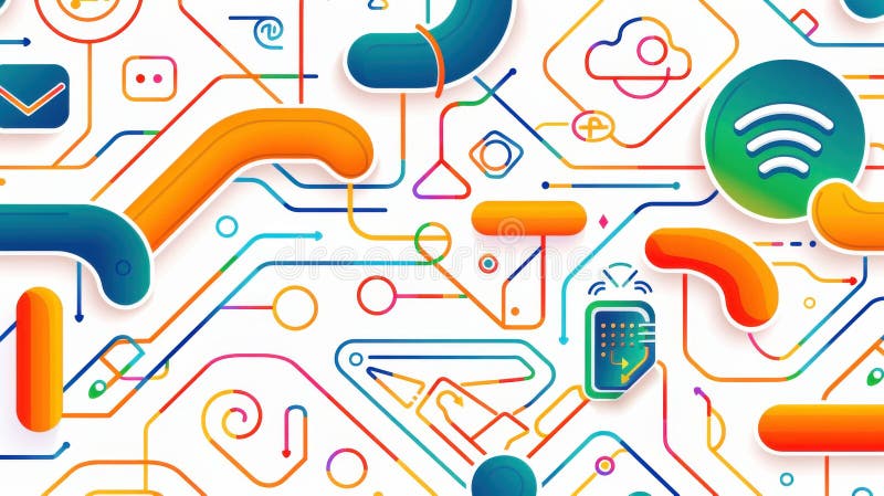 A Stylish Beige Abstract Background Featuring Tech Devices and Icons in ...