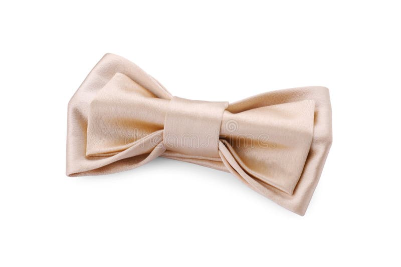 Stylish Beige Bow Tie on White Background Stock Photo - Image of ...