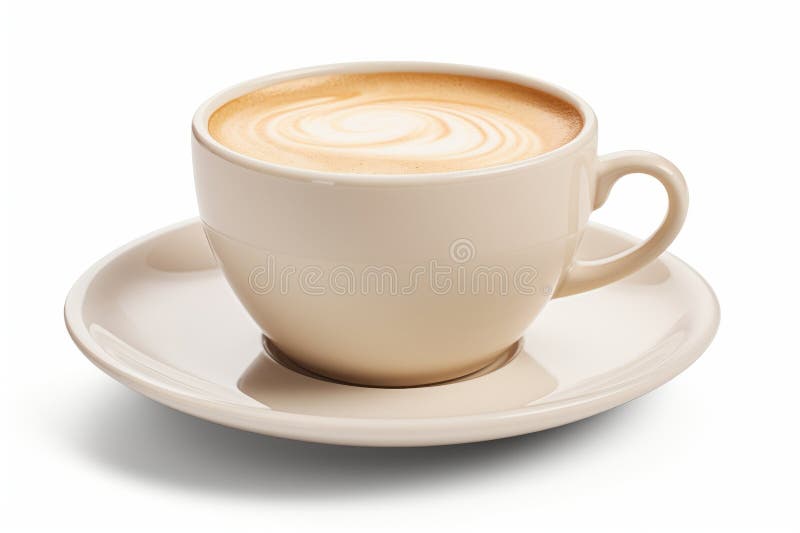 Stylish Beige Coffee Cup in a Ceramic Mug, Side View, Isolated on a ...