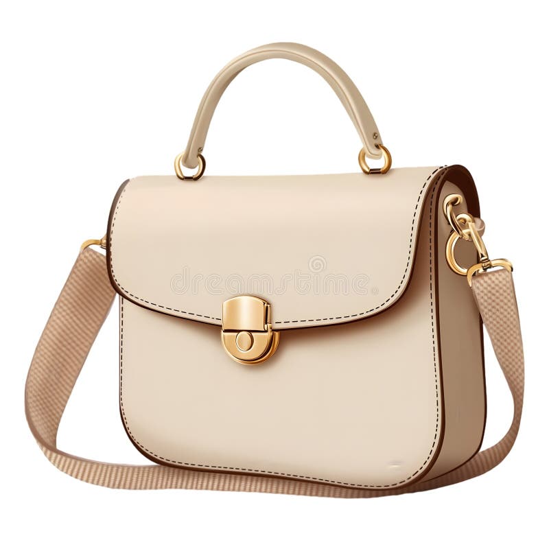 Stylish Beige Handbag with Elegant Design and Gold Hardware Stock ...