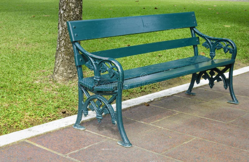 Stylish Bench in Summer Park Stock Photo - Image of season, leaf: 42071336