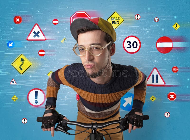 Stylish Biker with Highway Code Concept Stock Image - Image of feeling ...