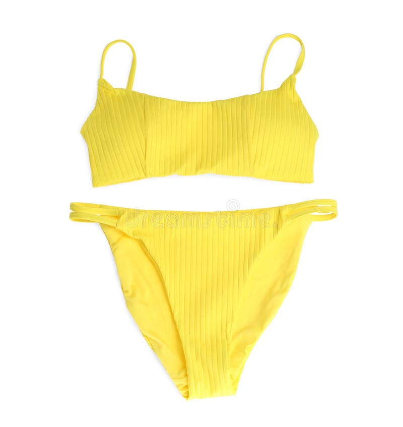 Stylish Bikini Isolated on White, Top View Stock Image - Image of ...