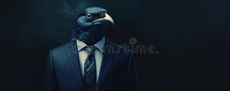 Stylish Bird in Business Suit with Human Characteristics and Dark ...
