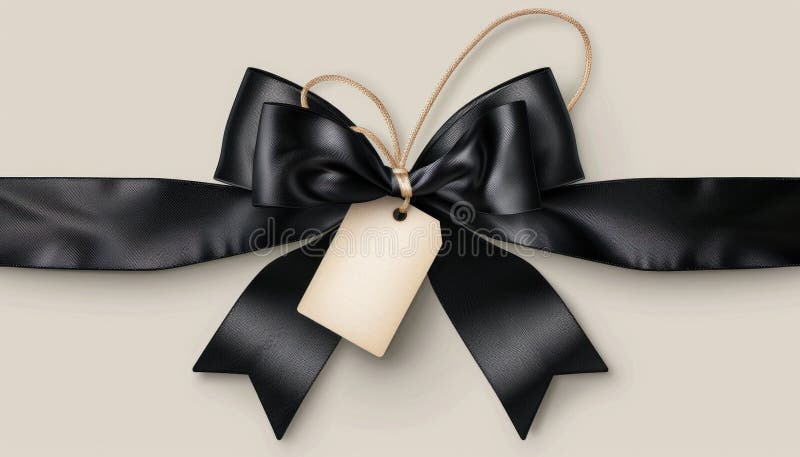 A Stylish Black Bow that Features a Tag Attached To it for ...