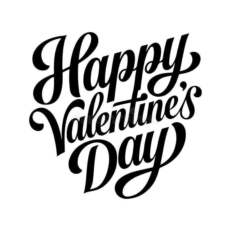 Stylish Black Cursive Typography Reading Happy Valentine S Day. Stock ...