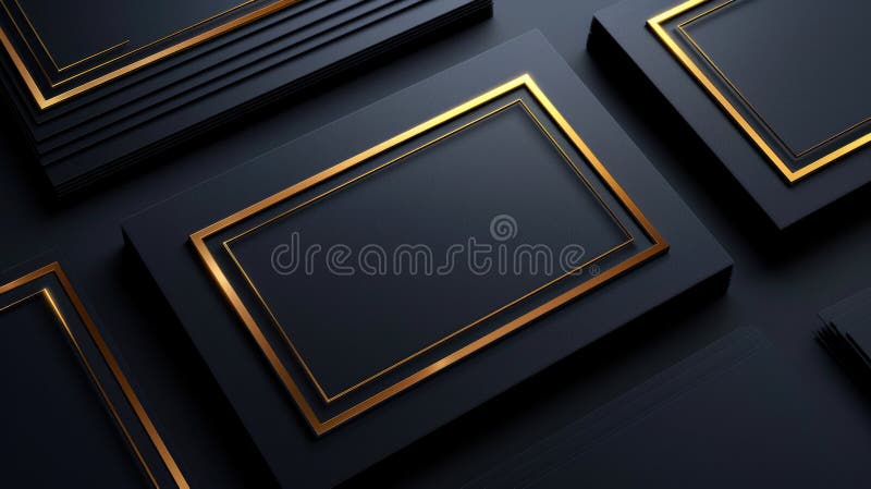 Stylish Black and Gold Frames on a Sleek Black Surface. Perfect for ...