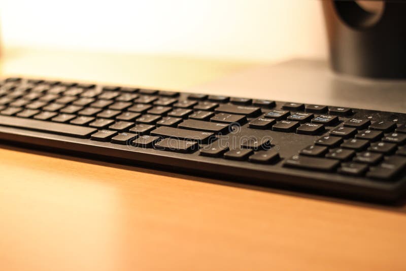 Stylish Black Keyboard on the Desk Stock Photo - Image of human ...