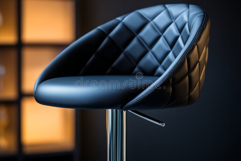 Stylish Black Leather Bar Stool with Modern Design and Elegant Diamond ...