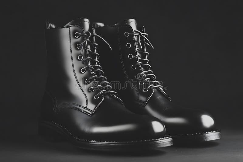Stylish Black Leather Boots with Detailed Stitching and Sleek Design ...