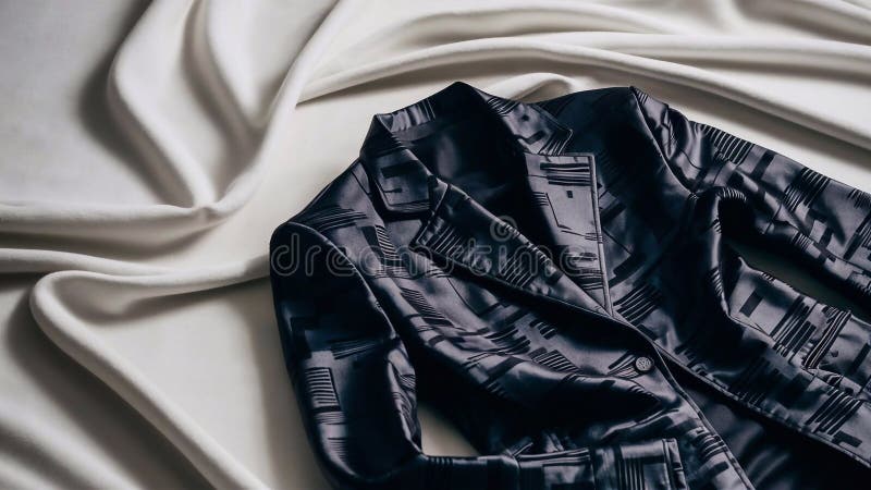 Stylish Black Men S Jacket on White Texture Stock Illustration ...