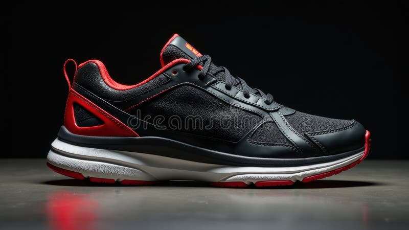 Stylish Black and Red Running Shoe Stock Illustration - Illustration of ...