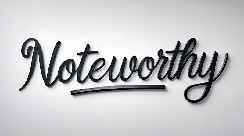 Stylish Black Script Typography Featuring the Word Noteworthy on a ...