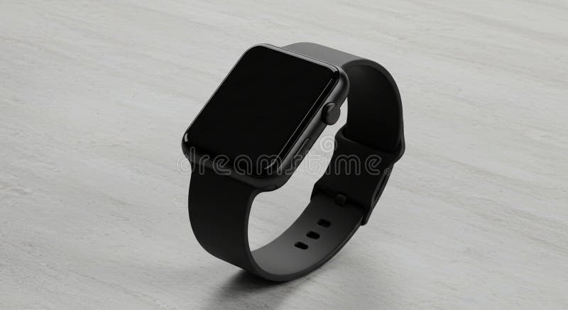 Sleek Black Smartwatch on Modern Surface Stock Illustration ...