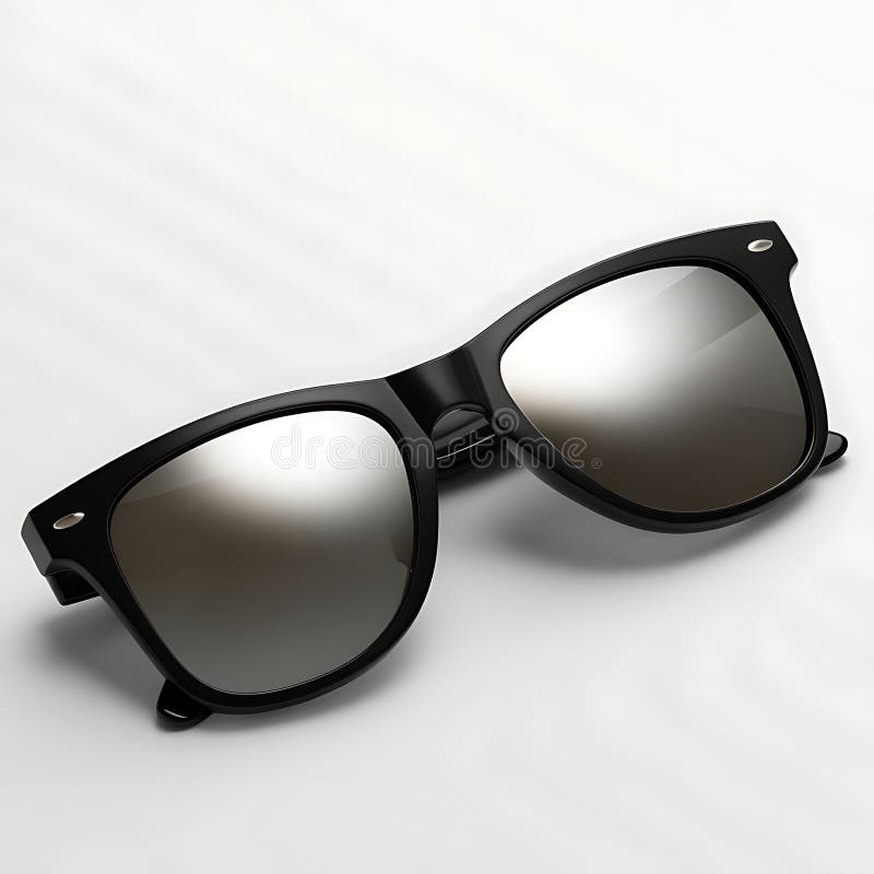 Stylish Black Sunglasses with Mirrored Lenses Stock Photo - Image of ...