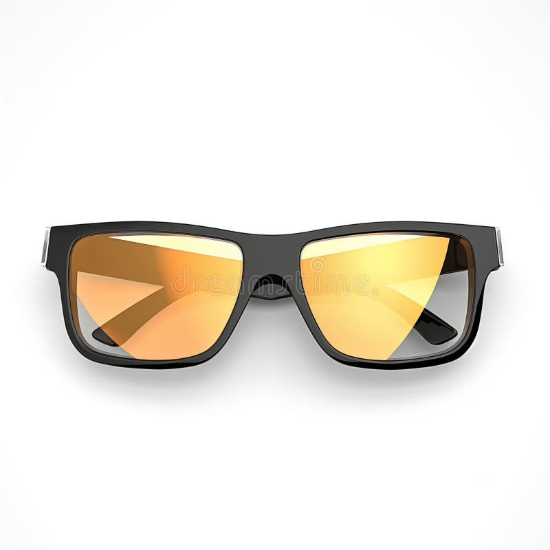 Stylish Black Sunglasses with Orange Reflective Lenses on White ...