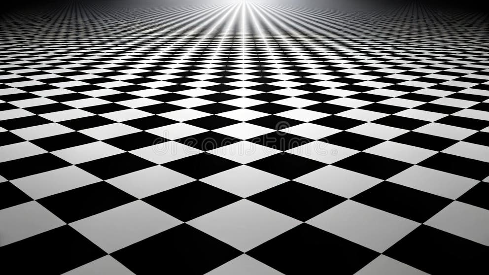 Stylish Black and White Checkered Floor Pattern with Perspective ...
