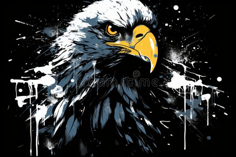 Stylish Black and White Eagle Scribble Illustration for Home Decor ...