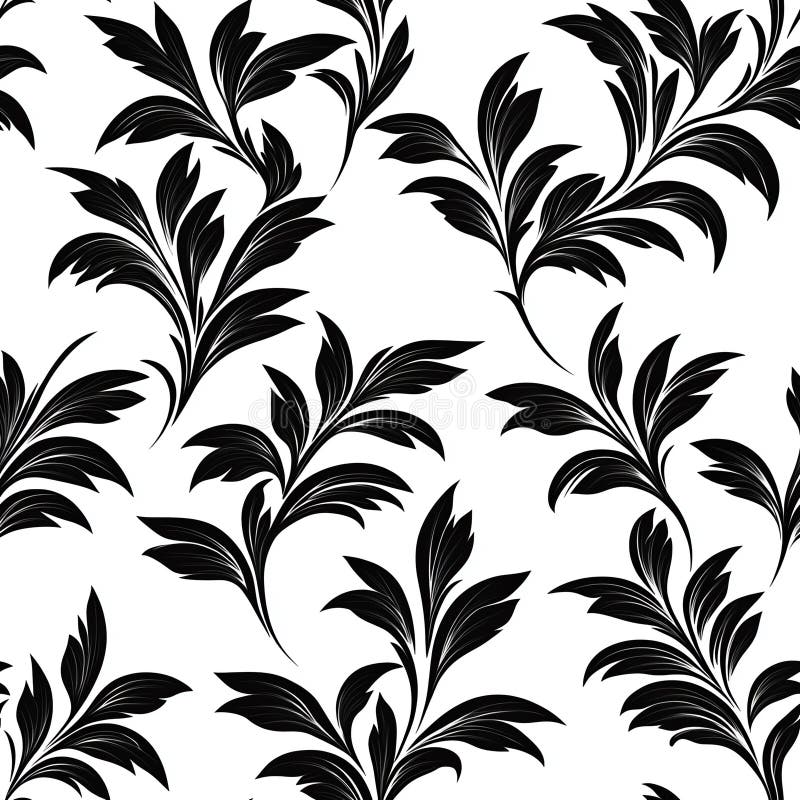 Elegant Black and White Floral Seamless Pattern Design for Textile and ...