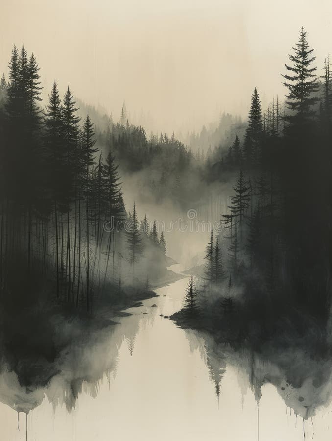 Stylish Black and White Watercolor Gradient Generative AI Stock ...