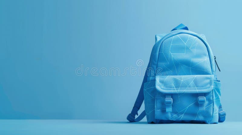 Modern Blue Backpack with Geometric Design Stock Image - Image of ...