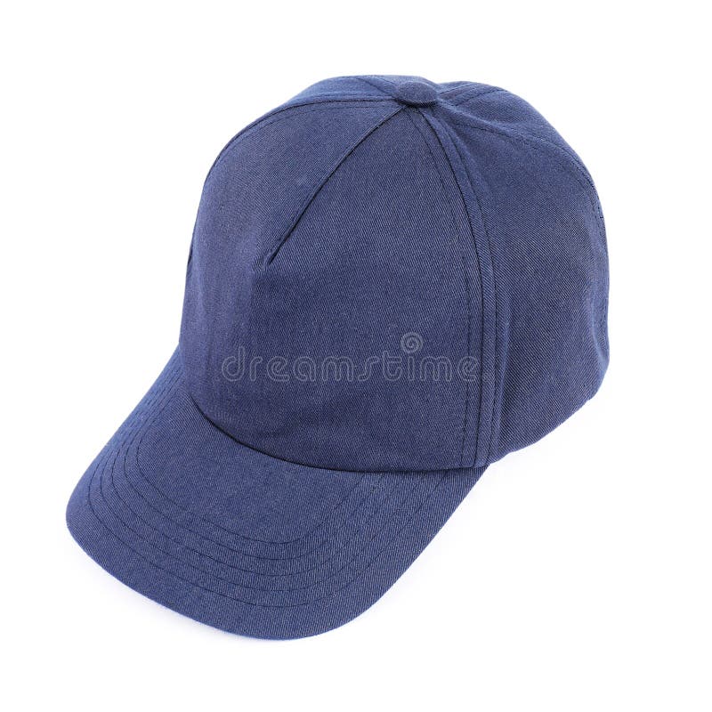 Stylish Blue Baseball Cap Isolated on White. Mockup for Design Stock ...