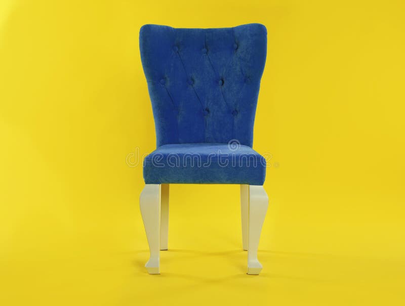 Stylish Blue Chair on Background. Element of Interior Design Stock ...