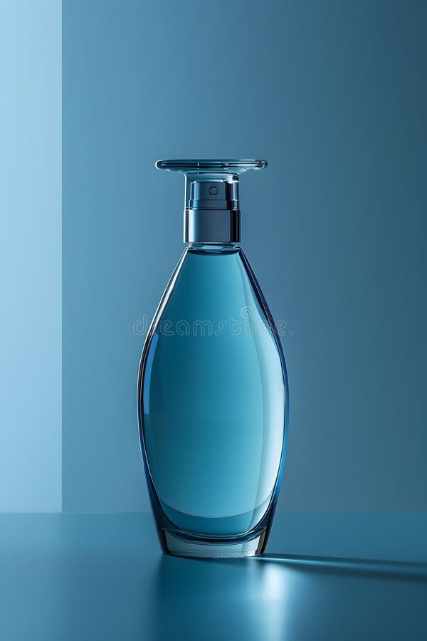 Elegant Blue Glass Perfume Bottle Isolated on Gradient Background Stock ...