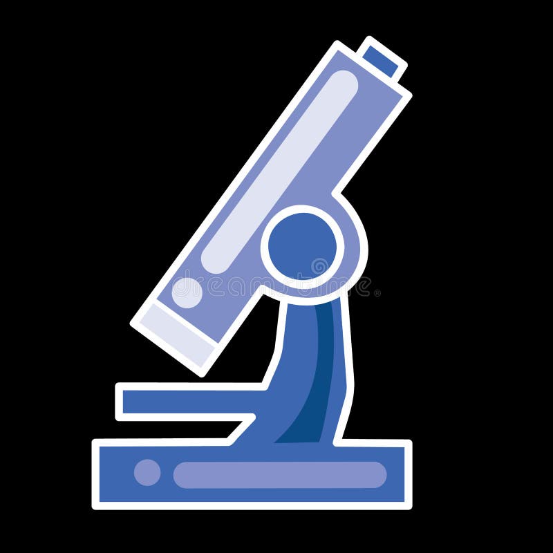 Stylish Blue Microscope on Black, Cartoon Illustration, Isolated Object ...
