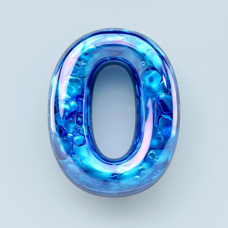 Stylish Blue Number 0 with Water Like Texture Against a Light ...