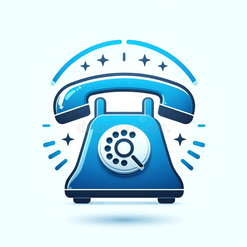 Stylish Blue Telephone Icon for Websites, Generative AI. Stock ...