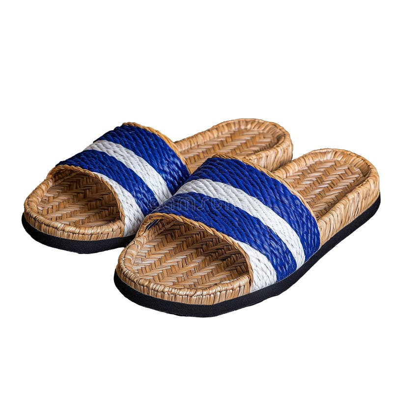 Stylish Blue and White Striped Sandals on Transparent Background Stock ...