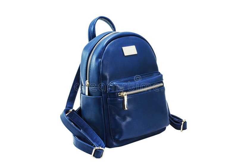 Stylish Blue Women& X27;s Leather Backpack Stock Photo - Image of ...