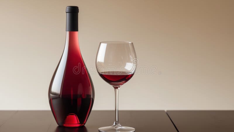 A Stylish Bottle of Exquisite Red Wine and a Stunning Glass Create an ...