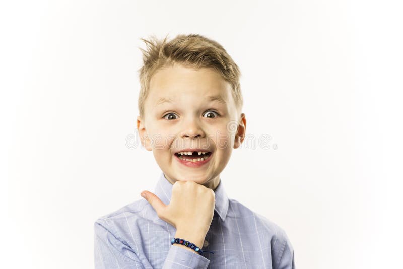Stylish Boy without a Front Tooth is Smiling Stock Photo - Image of ...