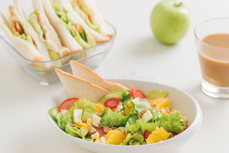 A Stylish Breakfast Prepared on a White Table Stock Photo - Image of ...