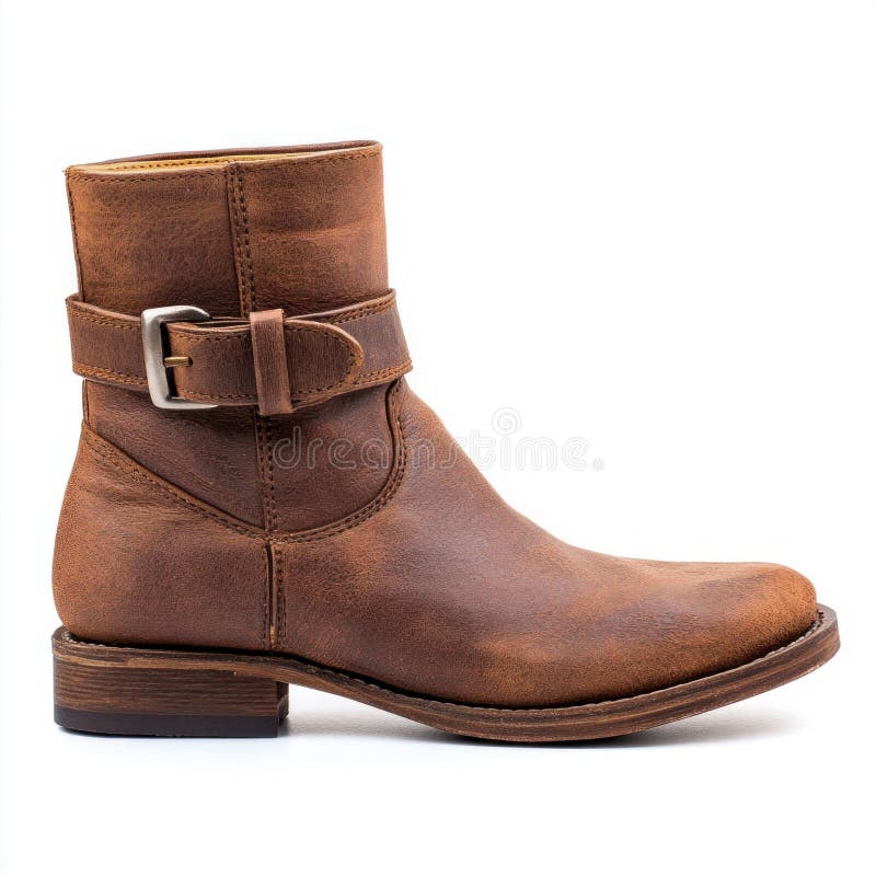 Stylish Brown Leather Boot Isolated on White Stock Illustration ...