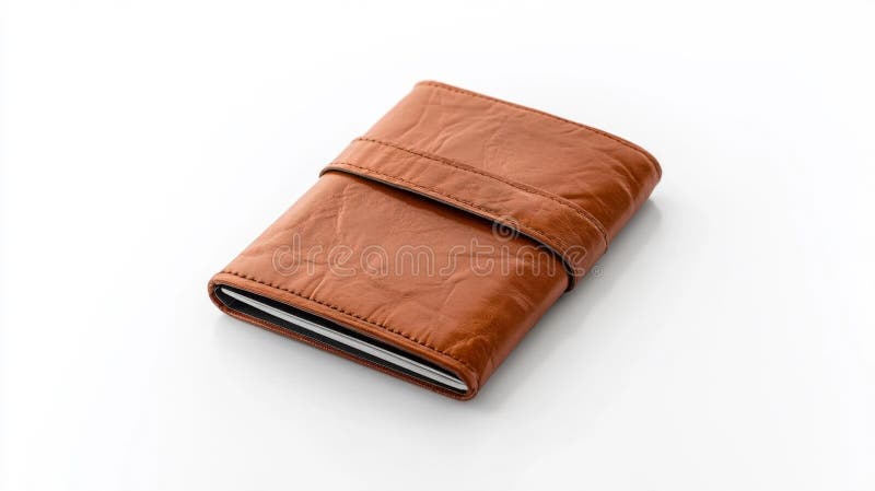 A Stylish Brown Leather Notebook on a White Background Stock ...