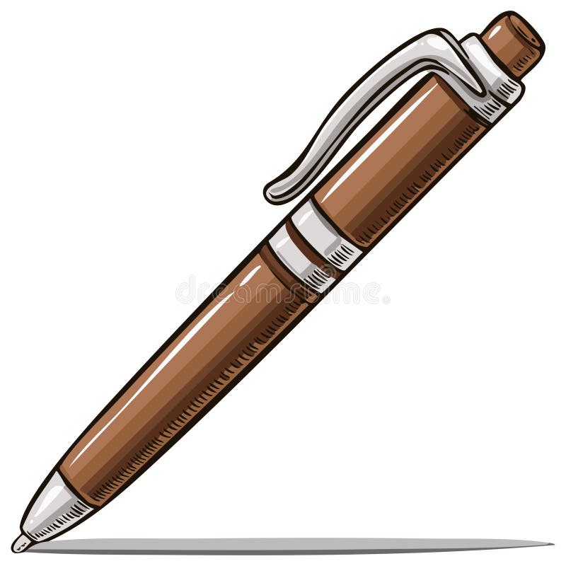 Stylish Brown Pen Vector Illustration for Writing and Office Supply ...