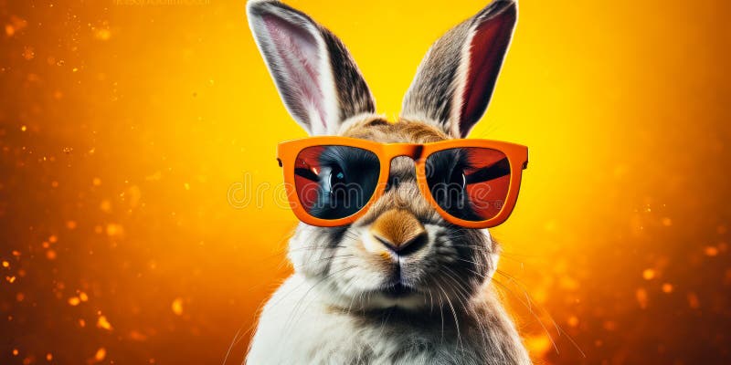 Stylish Bunny Cute Rabbit with Sunglasses on Colorful Background Stock ...
