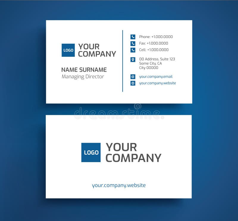 Stylish Business Card - Blue and White Color Minimalist Design - Stock ...