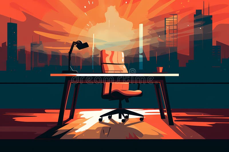 Minimalistic Business Empty Office Desk Graphics Stock Illustration ...