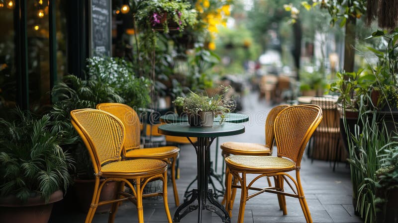 Stylish Cafe Terrace Seating Stock Photo - Image of cafe, lifestyle ...