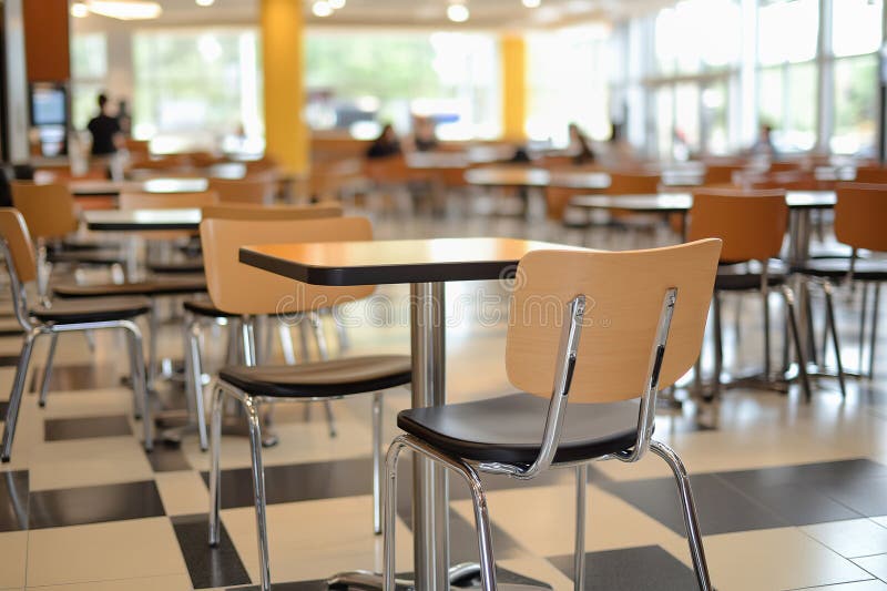 Stylish Cafeteria Seating with Solid Wood Tables and Comfortable Chairs ...