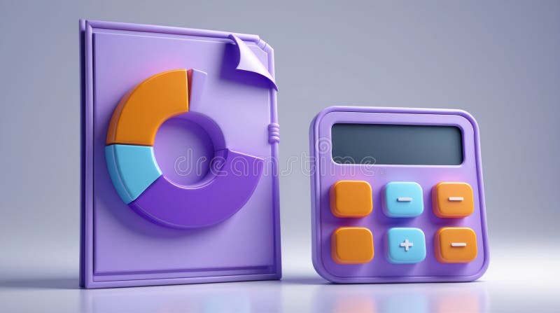 Stylish Calculator and Pie Chart Design: Modern Office Tools for Data ...