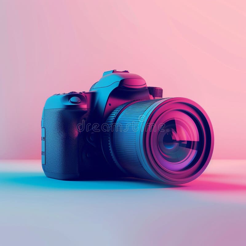 Stylish Camera on a Colorful Gradient Background Stock Image - Image of ...