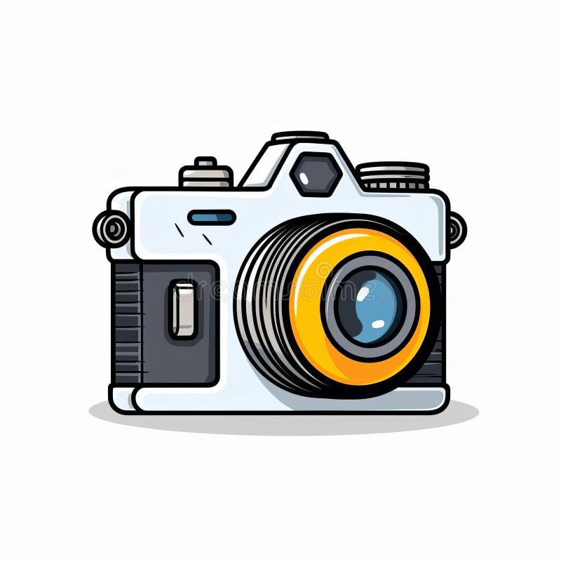 Stylish Camera Icon in Graphic Novel Style Stock Illustration ...